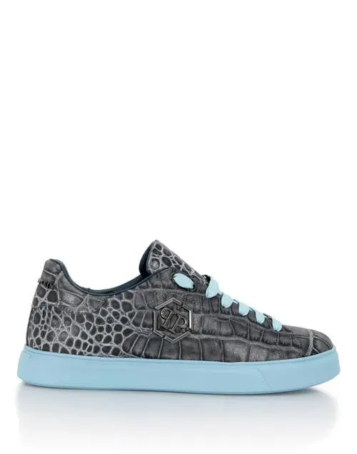 Philipp Plein Croc Effect Leather Low-top Sneakers