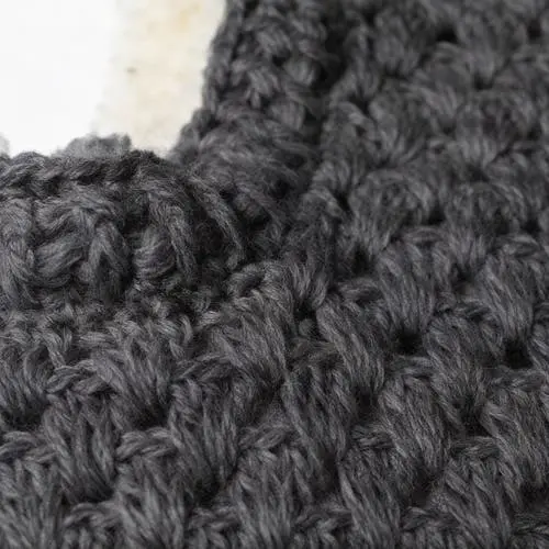 NIRVANNA DESIGNS Lambswool Crochet Hood With Chin Ties - Charcoal
