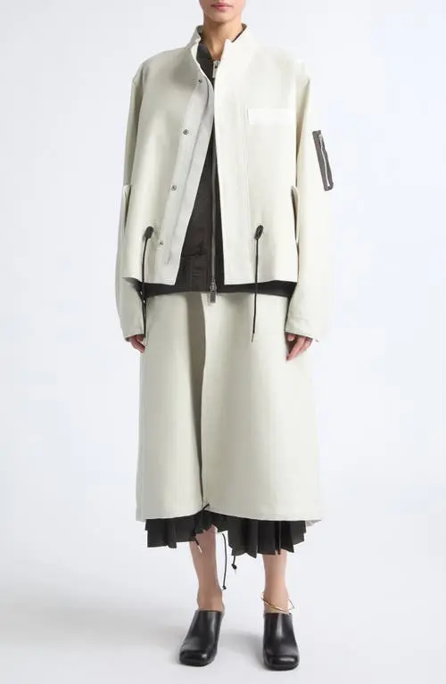 Sacai Wool Flannel & Nylon Twill Coat - Ecru