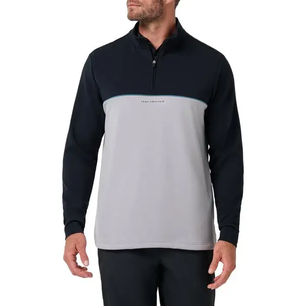 Travis Mathew Fibercloud Colorblocked Quarter Zip Pullover - Black