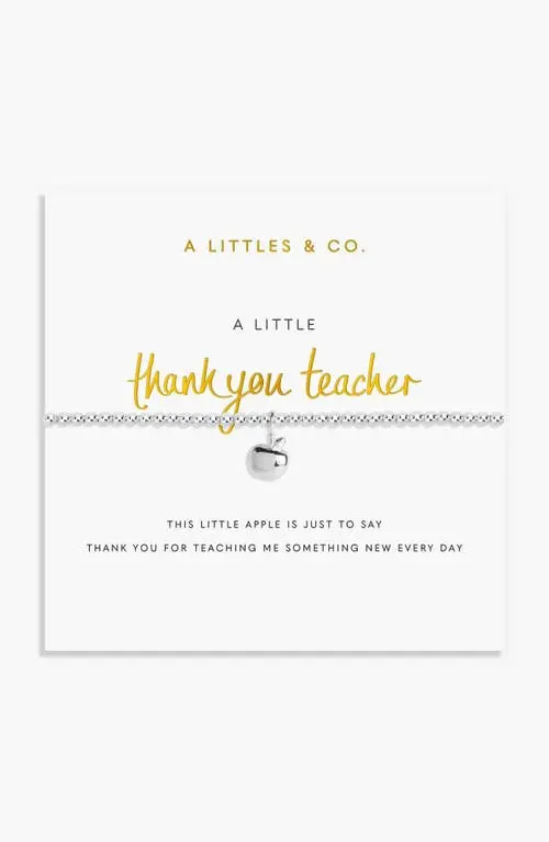 A LITTLES & CO A Little "thank You Teacher" Apple Charm Bracelet In Silver Plating