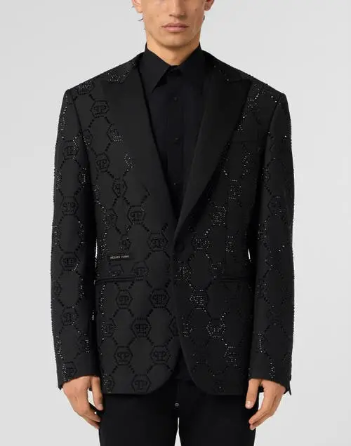 Philipp Plein Wool Blazer With Stin Details Monogram