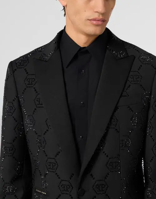 Philipp Plein Wool Blazer With Stin Details Monogram