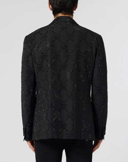 Philipp Plein Wool Blazer With Stin Details Monogram