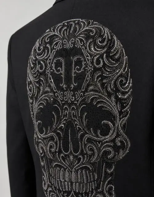 Philipp Plein Boyfriend Fit Blazer With Baroque Skull Embellishment