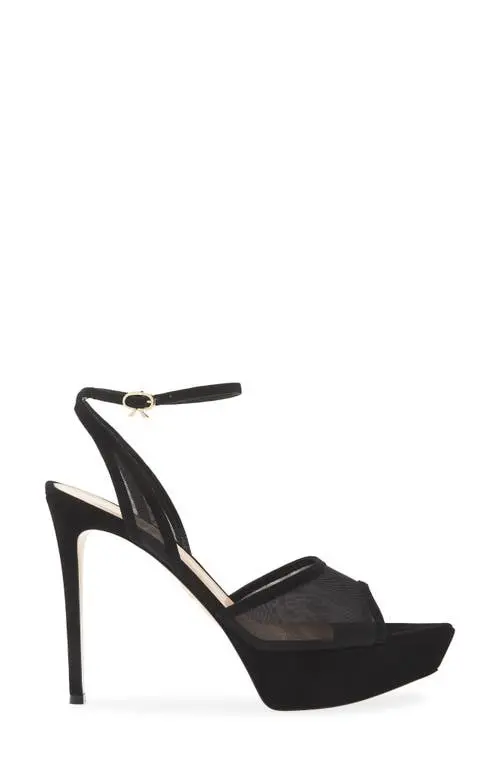 GIANVITO ROSSI Mesh And Suede Platform Stiletto Sandals
