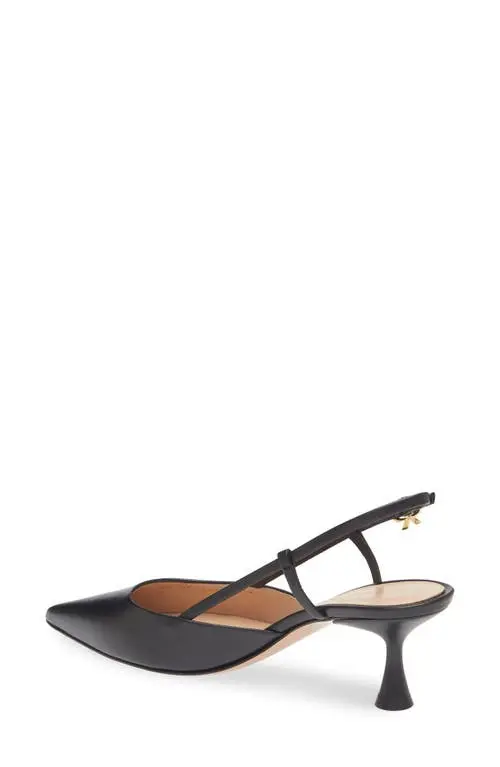 GIANVITO ROSSI Kitten Heel Slingback Pointed Toe Pump - Black