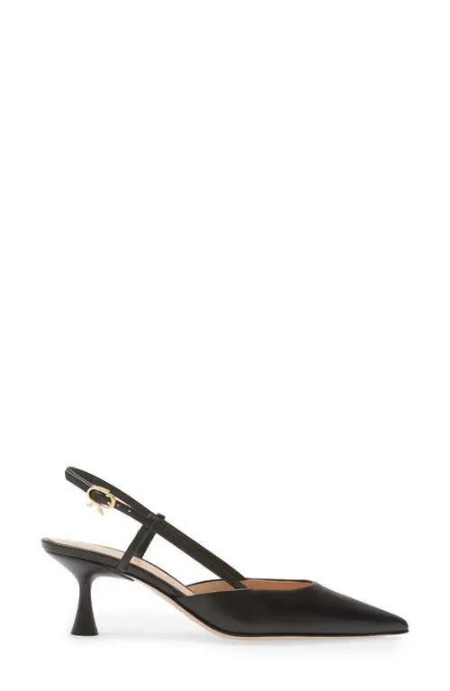 GIANVITO ROSSI Kitten Heel Slingback Pointed Toe Pump - Black