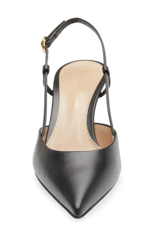 GIANVITO ROSSI Kitten Heel Slingback Pointed Toe Pump - Black