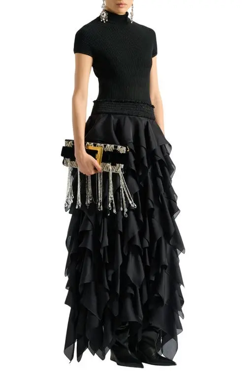 Balmain Long Ruffled Skirt