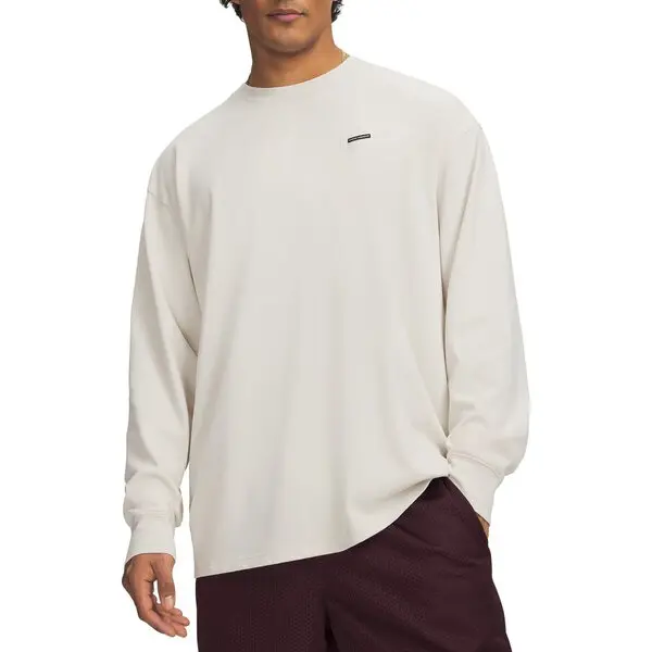 Under Armour Oversized Washed Long Sleeve Performance T-shirt - Summit White/black