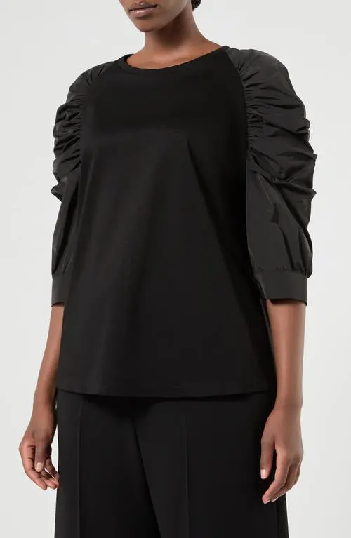 Marina Rinaldi Mixed Media Puff Sleeve Top