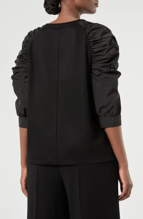 Marina Rinaldi Mixed Media Puff Sleeve Top