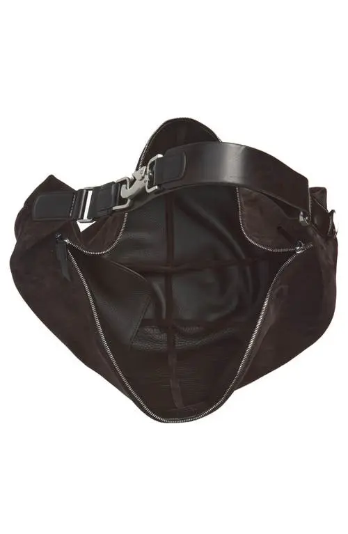LEMAIRE Quiver Clip Suede Bag - Ebony Brown