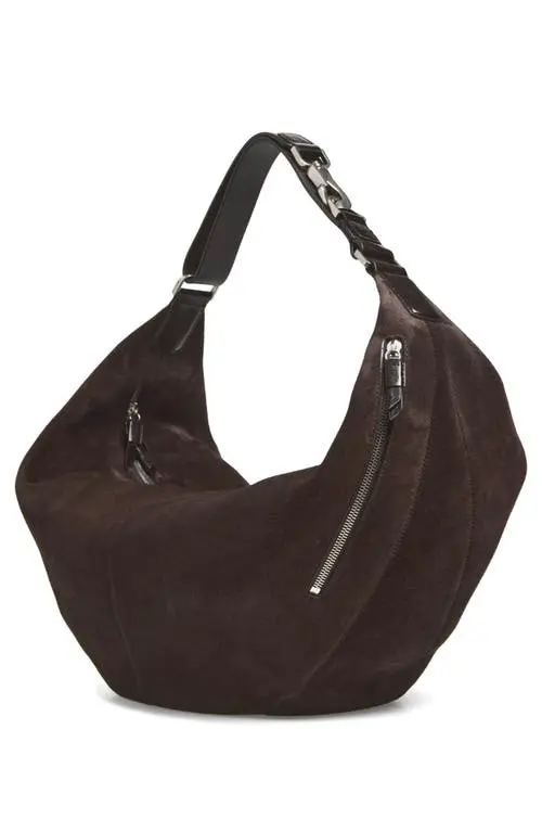 LEMAIRE Quiver Clip Suede Bag - Ebony Brown