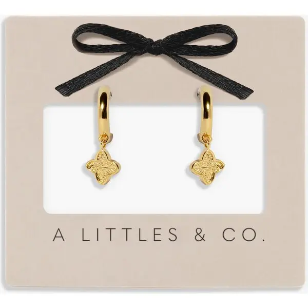 A LITTLES & CO Gold-tone Plated Textured Clover Earrings - Hoop