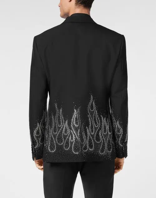 Philipp Plein Gabardine Blazer Ls Strass Flame