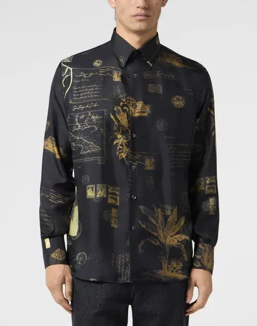 BILLIONAIRE Printed Silk Shirt Letter