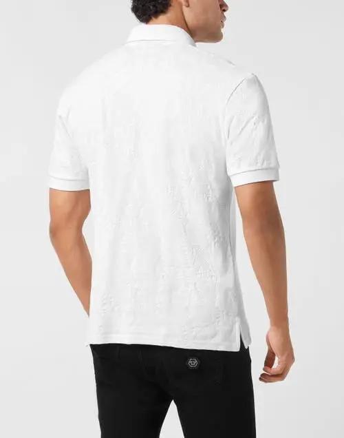 Philipp Plein Polo T-shirt Jacquard Crest - White