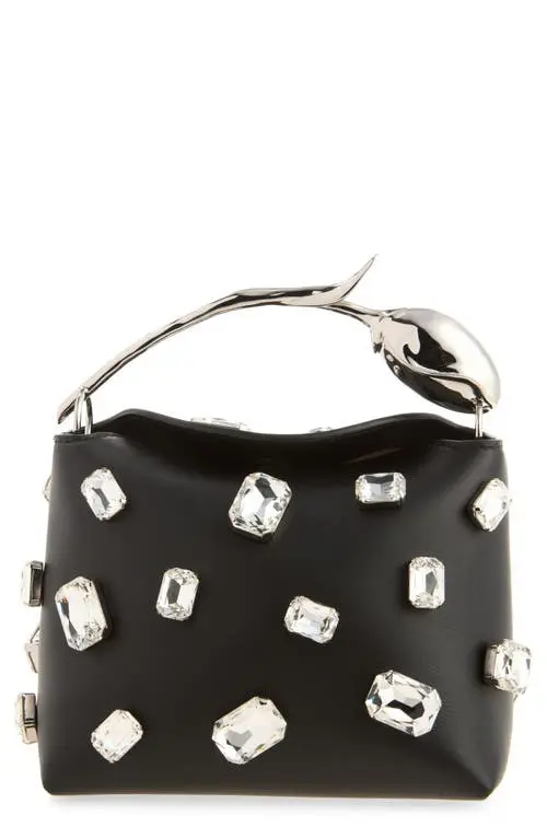 Erdem Mini Bloom Crystal Embellished Leather Handbag