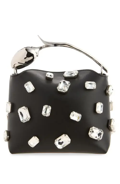 Erdem Mini Bloom Crystal Embellished Leather Handbag