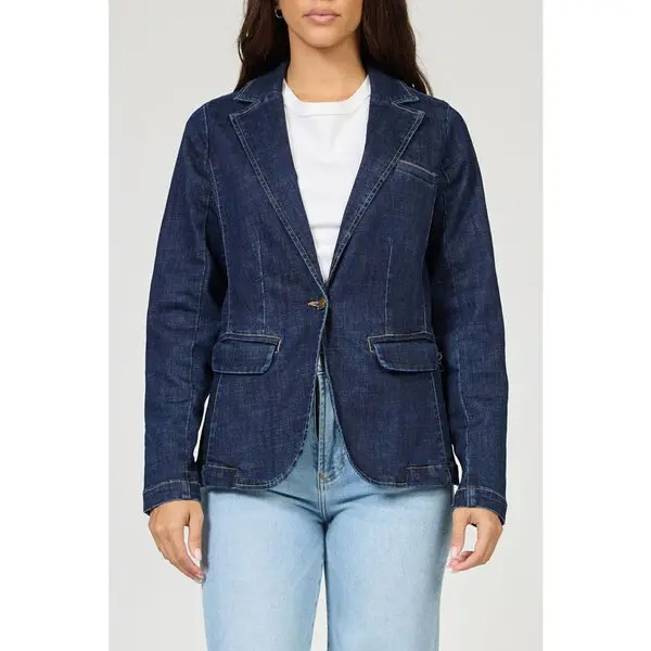 DEAR JOHN Minah One Button Denim Blazer