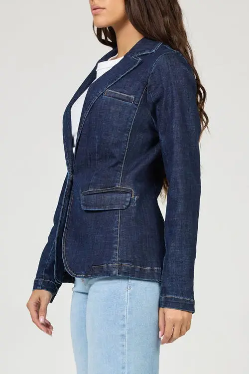 DEAR JOHN Minah One Button Denim Blazer