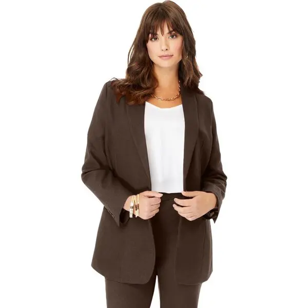 Roaman's Shawl Collar Blazer - Chocolate