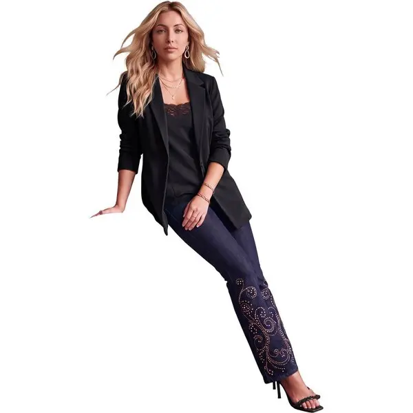 Roaman's Comfort Stretch Ponte Blazer - Black