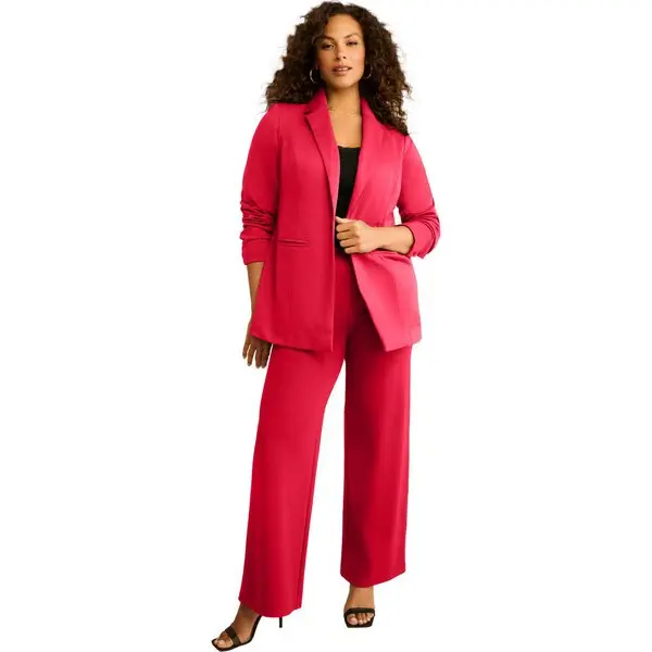 Roaman's Comfort Stretch Ponte Blazer - Vivid Red