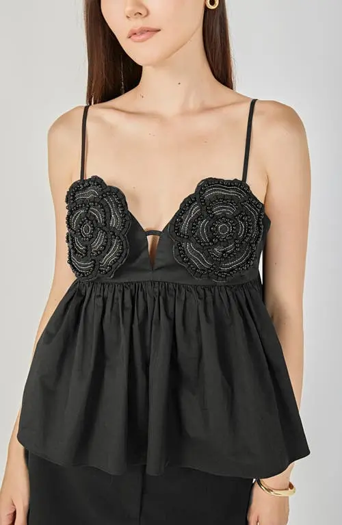 Endless Rose Floral Appliqu Babydoll Top