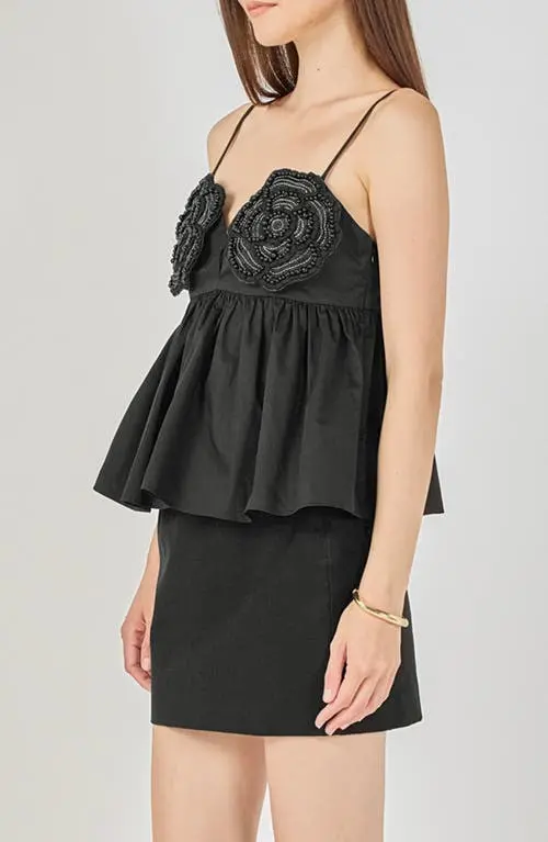 Endless Rose Floral Appliqu Babydoll Top