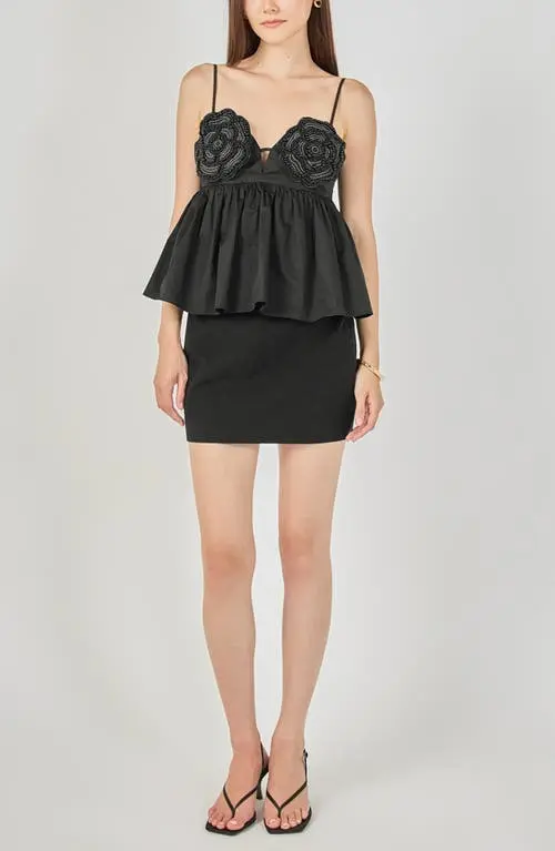 Endless Rose Floral Appliqu Babydoll Top