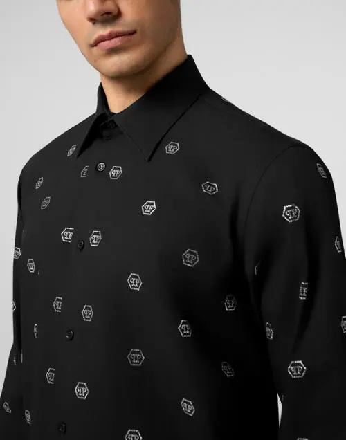 Philipp Plein Sugar Daddy Cut Shirt Monogram Strass