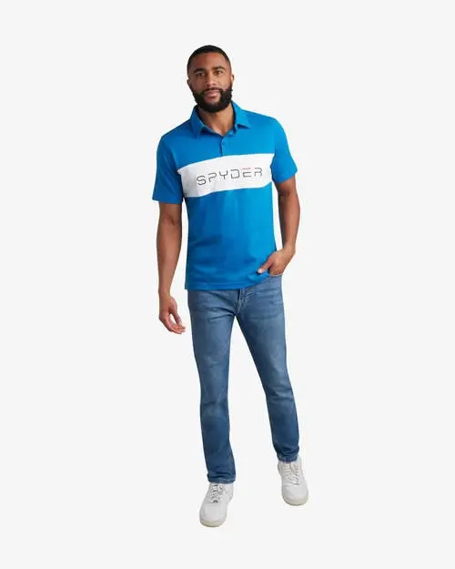 SPYDER Short Sleeve Color Block Polo - Cobalt