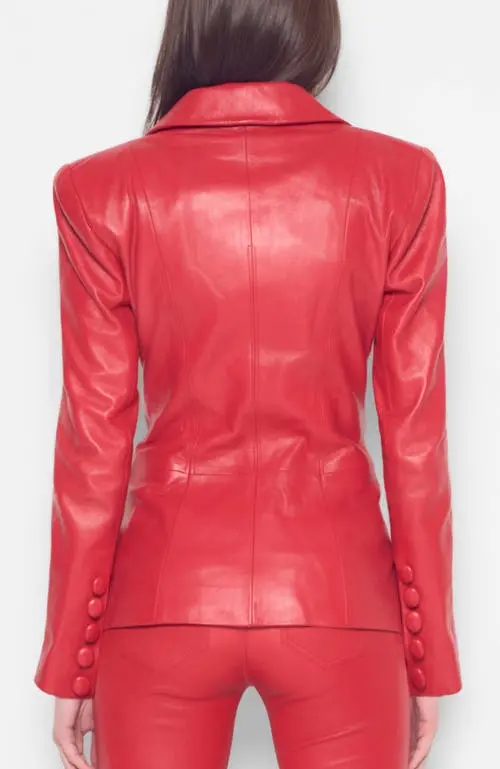 AS By DF Upcycled Leather Blazer With Bold Shoulder Pads