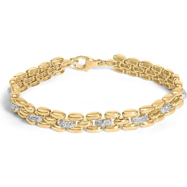 HAUS OF BRILLIANCE Gold Vermeil Diamond Link Bracelet - Silver