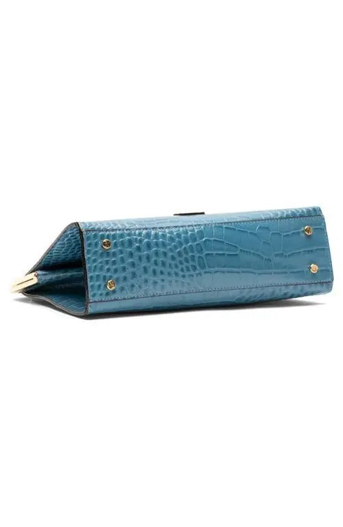 FRANCES VALENTINE Jackie Croc Embossed Leather Frame Bag - Blue