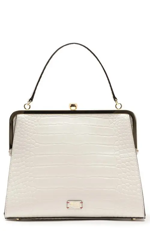 FRANCES VALENTINE Jackie Croc Embossed Leather Frame Bag - Oyster