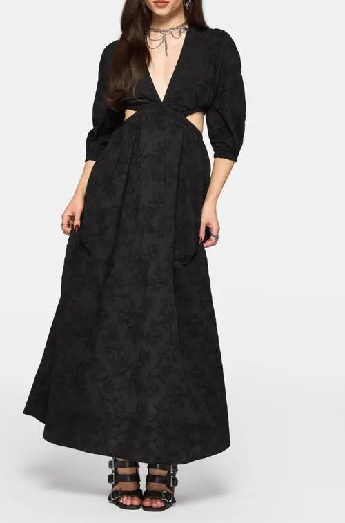DISTURBIA Lila Embroidered Cut-out Maxi Dress