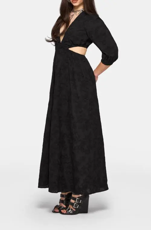 DISTURBIA Lila Embroidered Cut-out Maxi Dress