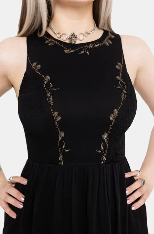 DISTURBIA Rootweave Embroidered Midi Dress
