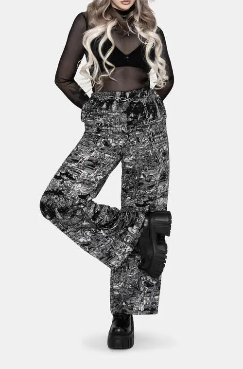 DISTURBIA Nara Boudicca Printed Wide Leg Trousers