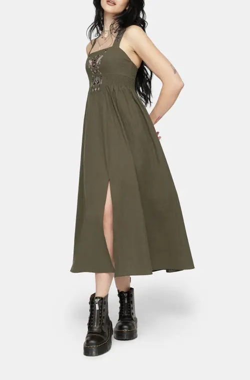 DISTURBIA Siora Folklore Embroidered Midi Dress