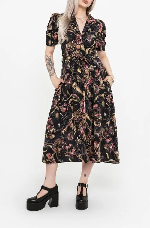 DISTURBIA Dionaea Button-up Midi Shirt Dress