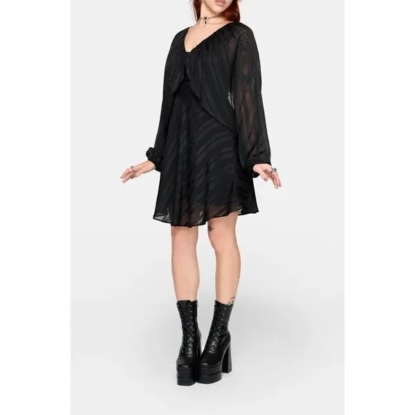 DISTURBIA Briella Chiffon Striped Midi Dress