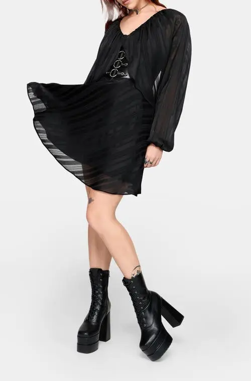 DISTURBIA Briella Chiffon Striped Midi Dress