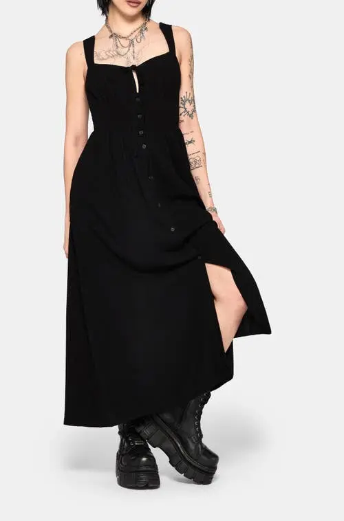 DISTURBIA Misera Shirred Button-up Maxi Dress
