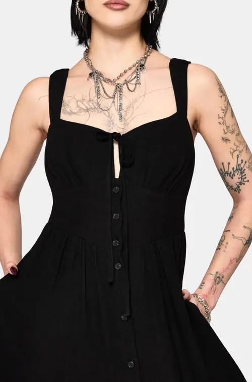 DISTURBIA Misera Shirred Button-up Maxi Dress
