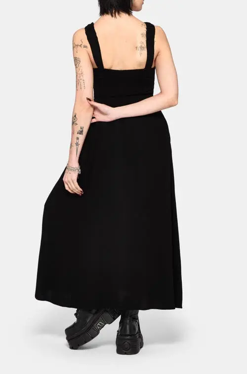 DISTURBIA Misera Shirred Button-up Maxi Dress